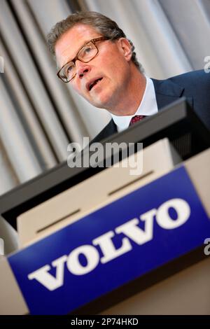 Truck maker Volvo AB's Chief Executive Officer, Olof Persson, presents ...