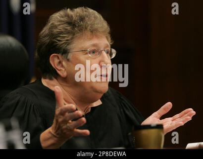 South Carolina Supreme Court Chief Justice Jean Toal, gestures as she ...