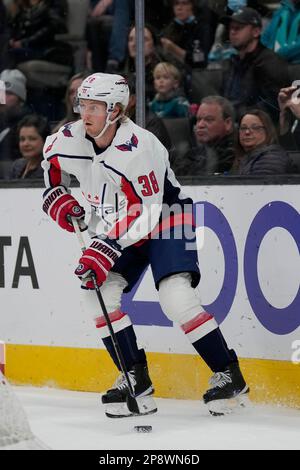 Washington Capitals defenseman Rasmus Sandin (38) looks on during the ...