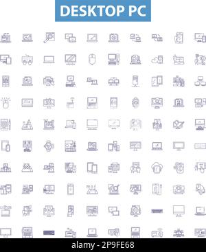 Symbole für Desktop-pc-Linien sind eingestellt. Designkollektion aus ...