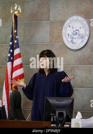 Clark County District Court Judge Jackie Glass gestures during O.J ...