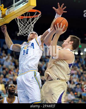 UCLA's Lorenzo Mata-Real (14) sits in front of his locker after loosing ...