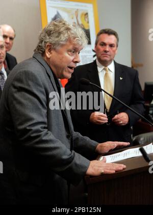 Former House Speaker Rep. Ray Sansom, R-Destin, right, hugs Rep. Larry ...
