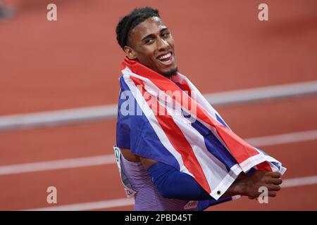 Alex HAYDOCK-WILSON feiert nach dem Gewinn einer Bronzemedaille in den ...