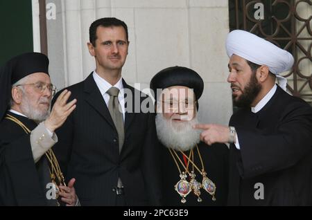 From left, Patriarch Hazim, the Patriarch of Antioch and the whole East ...