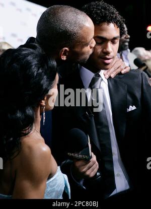 Actor Will Smith and his son Trey visit pit lane during the Emirates ...