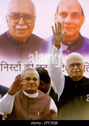 Bharatiya Janta Party leaders L. K. Advani, left, and Atal Bihari ...