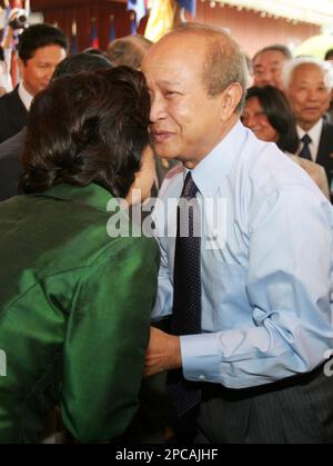Prince Norodom Ranariddh, right, the leader of Cambodia's royalist ...