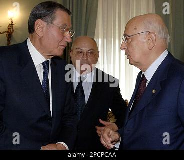 In this photo released by the Italian Presidency, Italian President ...
