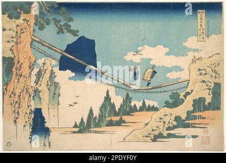 Die Hängebrücke an der Grenze der Provinzen Hida und Etchū (Hietsu no ...