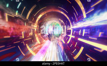 Zeitportal, Zeitreise, konzeptionelle Sci-Fi ai-generierte Illustration ...