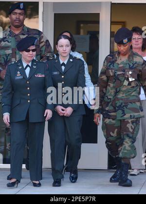 U.S. Army Reserve Spc. Sabrina Harman leaves the courthouse in ...