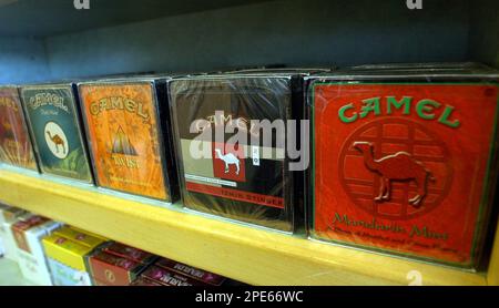 Camel's flavored cigarettes sit on the shelf of Edleez Tobacco, Inc ...