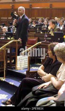 Connecticut state Rep. Michael Lawlor, D-East Haven, left, Rep. Stephen ...