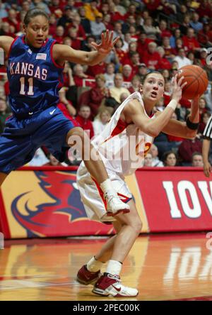 Iowa State's Anne O'Neil, left, pulls the ball away from Missouri's ...