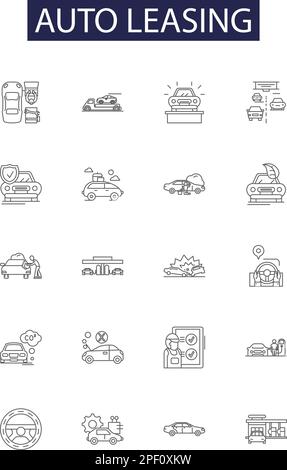 Auto Leasing Zeile für Symbole, Zeichen, Vektor, Abbildung: Konzept ...