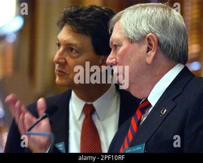 Speaker of the House Terry Coleman, D-Eastman, left, talks with Rep ...