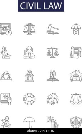 Symbole für Zivilrechtslinien Zeichen gesetzt. Entwurfssammlung von ...