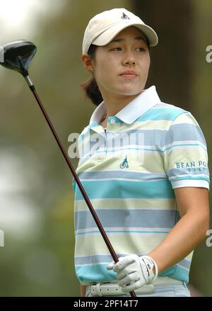 Aree Song, of South Korea, hits from the bunker on the 9th hole during ...