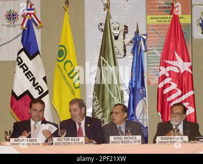 From left, Salvadoran presidential candidates, Rafael Machuca of the ...
