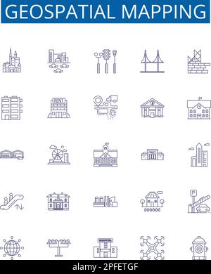 Symbole für georäumliche Kartierung Linienzeichen eingestellt. Design ...