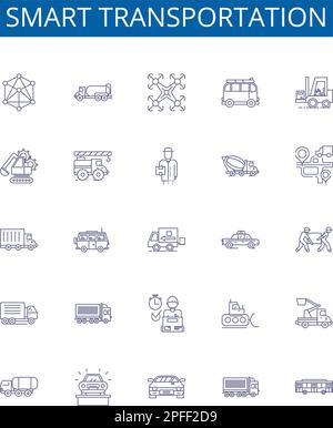 Intelligente Verkehrslinien-Symbole, Schilder eingerichtet. Intelligent ...