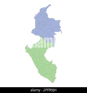 Hochwertige politische Karte von Peru und Ecuador mit Grenzen der ...