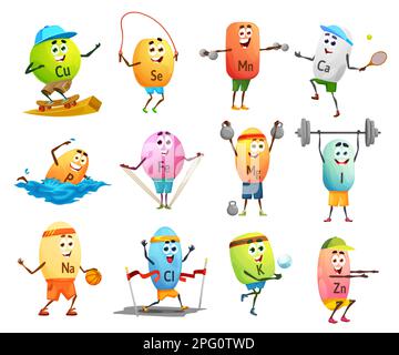 Cartoon-Cuprum oder Kupfer-Mikronährstoff-Mineral-Magie-Charakter ...