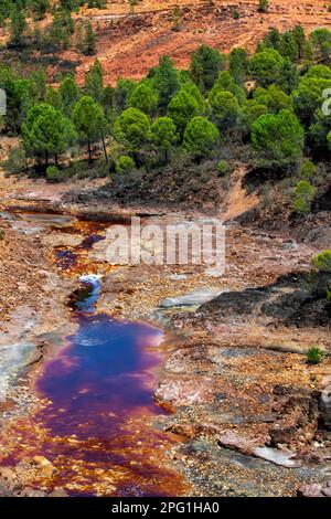Blutrote Mineral-beladenes Wasser Rio Tinto Fluss Minas de Riotinto ...