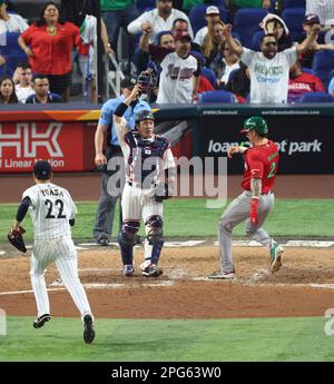 Isaac Paredes of Mexico singles on a sharp ground ball to left fielder ...