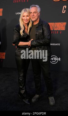 Titus Welliver and his wife Jose Stemkens pose together at the premiere ...