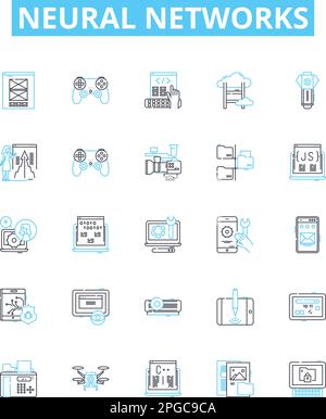 Neuronale Netzwerke, Vektorliniensymbole gesetzt. Neuronen, Netzwerke ...