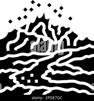 Vulkan Erdbeben Katastrophe Glyphe Symbol Vektor. Katastrophenzeichen ...