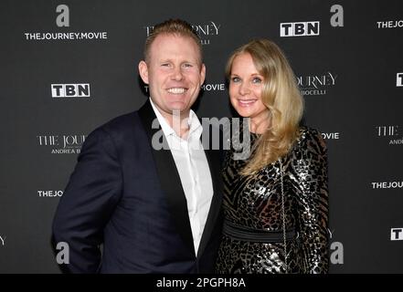 Andrew Giuliani, left, and wife Živilė Rezgytė attend the premiere "The ...