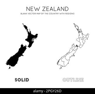 Neuseeland Karte. Leere Vektorkarte des Landes. Borders of New Zealand ...
