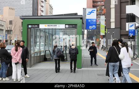 Kushida Shrine Station opens on the extension of the Nanakuma Line of ...