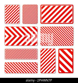 Verschiedene weiße und rote Warnschilder mit diagonalen Linien. Achtung ...