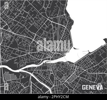 Stadtplan von Genf. Karte von Genf Stadtplan Poster. Vektor ...