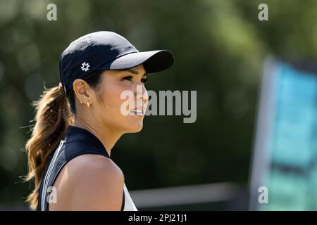 LIV Golf Broadcast member, Su-Ann Heng on the 17th hole during the pro ...
