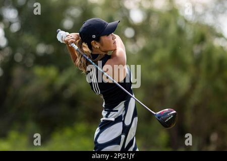 LIV Golf Broadcast member, Su-Ann Heng on the 17th hole during the pro ...