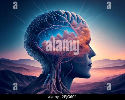 Neuronale Netzwerke im menschlichen Gehirn. Elektronische Impulse im ...