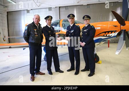 Chef der Luftwaffe Jonas Wikman bei der Zeremonie am Montag, als die ...