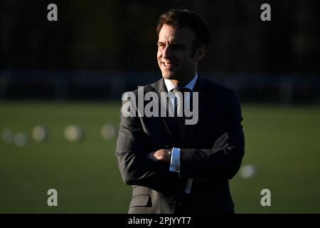 Clamart, Frankreich. 04. April 2023. Der französische Präsident ...
