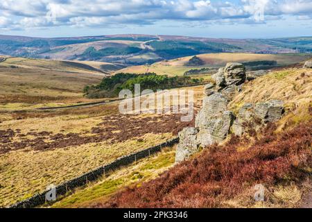 Blick von Combs Moss, einem Moorland in der Nähe von Buxton im Peak ...