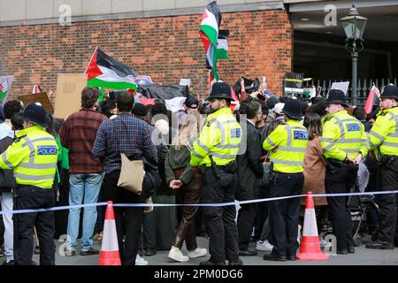 London, Großbritannien. 08. April 2023. Palästinensischer Protest ...