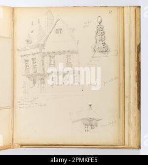 Album Page, Skizzen von Gebäuden und architektonischen Elementen ...