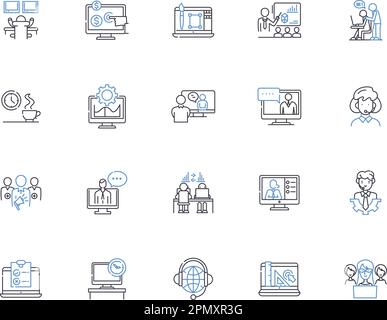 Die Symbolsammlung wird von arbeitenden Personen umrissen. Arbeit ...