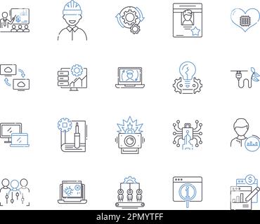 Symbolsammlung für Automation und High-Tech-Konturen. Automatisierung ...