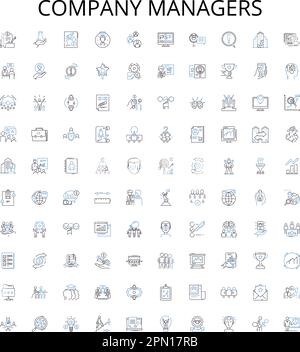 Unternehmensmanager erläutern die Symbolsammlung. Führungskräfte ...