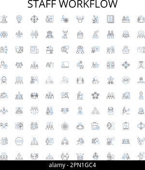 Sammlung von Symbolen für den Arbeitsablauf von Mitarbeitern. Personal ...